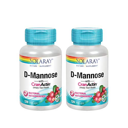 SOLARAY D-Mannose with CranActin Cranberry Extract 1000mg | for Normal, Healthy Urinary Tract Support | with Vitamin C | Non-GMO & Vegan | 120 Count | 2 pk