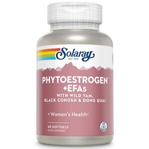 solaray phytoestrogen plus efas menopause support | wild yam, black cohosh, evening primrose & borage | 60ct, 30 serv.