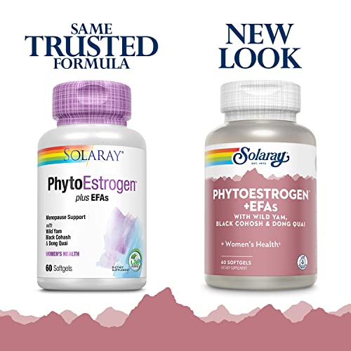 Solaray PhytoEstrogen Plus EFAs Menopause Support | Wild Yam, Black Cohosh, Evening Primrose & Borage | 60ct, 30 Serv.