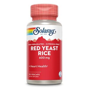 solaray red yeast rice, healthy heart & cardiovascular support, non-irradiated & citrinin-free, 60 day money-back guarantee, 90 servings, 90 vegcaps