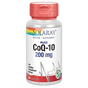 solaray pure coq-10 200 mg | healthy heart function & cellular energy support | enhanced with herb blend | 30 vegcaps