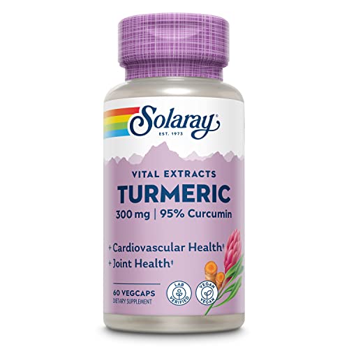 SOLARAY Turmeric Root Extract 300mg, Joint & Heart Health Support, Guaranteed Potency Extract, 60 Servings, 60 VegCaps