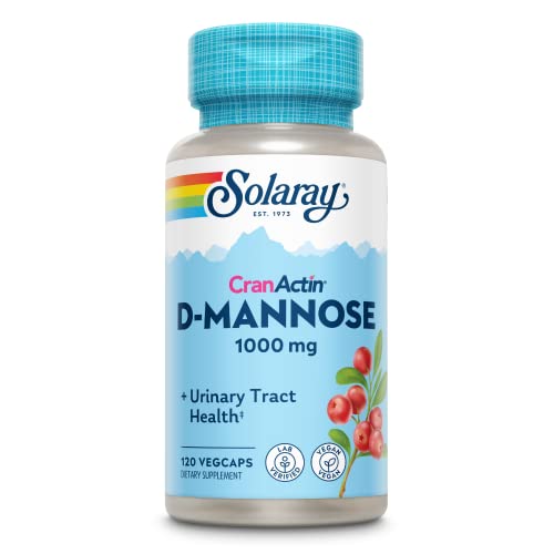 SOLARAY D-Mannose with CranActin Cranberry Supplement 400mg, Urinary Tract Health & Bladder Support Capsules with Vitamin C, Vegan, 60 Day Guarantee (120 CT)