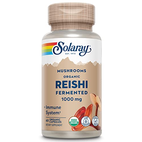 SOLARAY Fermented Reishi Mushroom 500mg | Healthy Immune, Heart & Brain Function Support | Energy & Mood Supplement | 60 VegCaps