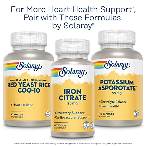 SOLARAY Hawthorn Berry Capsules 1050 mg, Hawthorne Supplement for Cardiovascular Function & Circulation Support, 60 Day Money-Back Guarantee, Whole Berry, Vegan, 90 Servings, 180 VegCaps