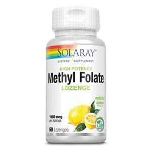 solaray methyl folate w/ no sugar, lozenge, lemon (btl-plastic) 1000mcg | 60ct