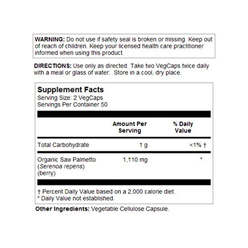 SOLARAY Saw Palmetto Berry 555mg | Healthy Prostate Support from Fatty Acids & Plant Sterols | Non-GMO, Vegan & Lab Verified | 100 VegCaps