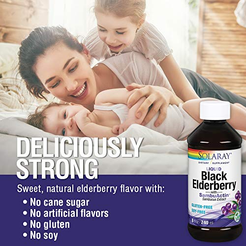 SOLARAY Liquid Black Elderberry Extract | Delicious, Healthy Immune System & Antioxidant Support | 24 Servings | 8 fl oz