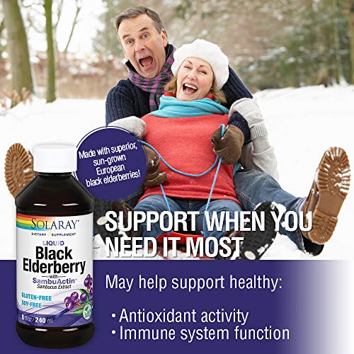 SOLARAY Liquid Black Elderberry Extract | Delicious, Healthy Immune System & Antioxidant Support | 24 Servings | 8 fl oz