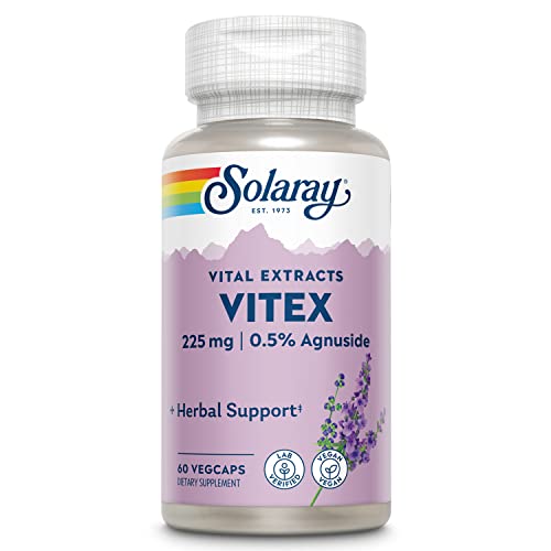 SOLARAY Vitex Chaste Berry Extract 225mg | Traditional Womens Health Support Supplement | Contains .5% Agnuside | Non-GMO | Vegan | 60 VegCaps