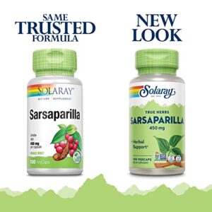 SOLARAY Sarsaparilla Root, Veg Cap (Btl-Plastic) 450mg 100ct