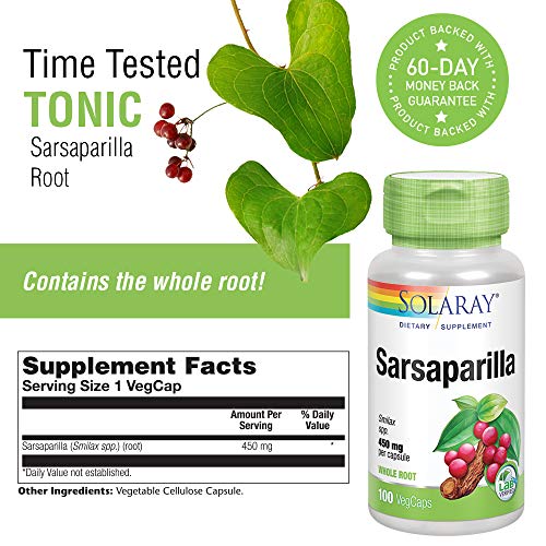 SOLARAY Sarsaparilla Root, Veg Cap (Btl-Plastic) 450mg 100ct