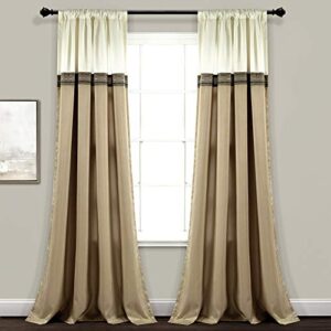 lush decor terra window curtain panel pair, 84″ l x 54″ w, beige & ivory