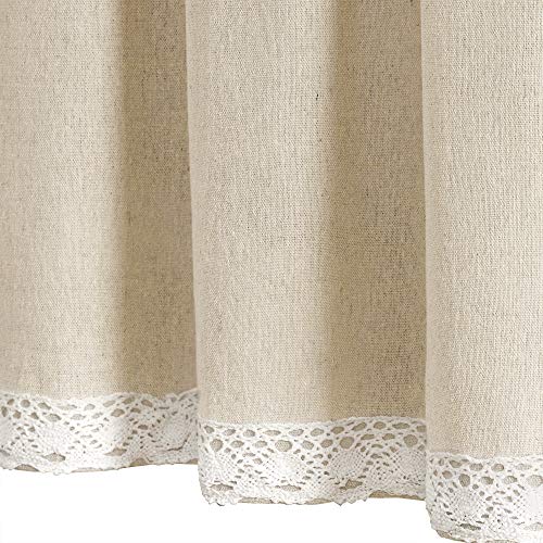 Lush Decor Linen Lace Window Curtain Valance Dark, 18" x 52" + 2" Header