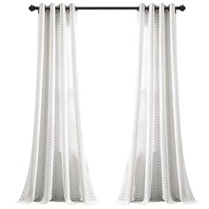 Lush Decor Hygge Stripe Window Curtain Panel Pair, 84 in x 52 in (Long x Wide), Taupe & White