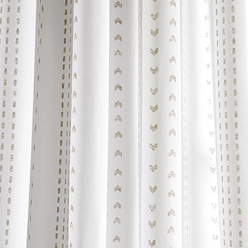 Lush Decor Hygge Stripe Window Curtain Panel Pair, 84 in x 52 in (Long x Wide), Taupe & White