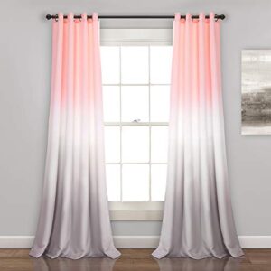 lush decor umbre fiesta curtains room darkening window panel set for living, dining, bedroom (pair), 95” x 52”, blush and gray, l, blush & gray