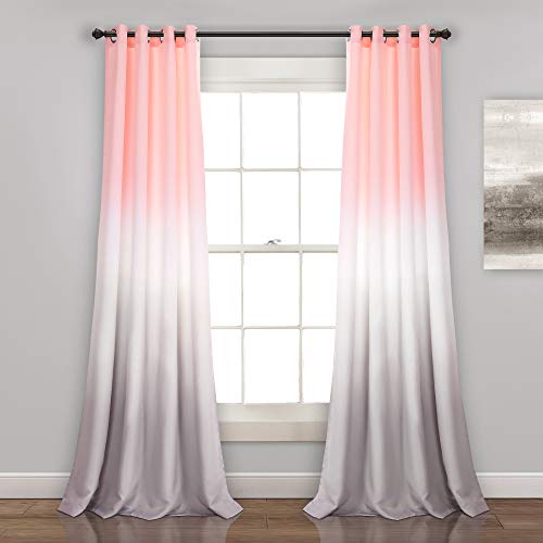 Lush Decor Umbre Fiesta Curtains Room Darkening Window Panel Set for Living, Dining, Bedroom (Pair), 95” x 52”, Blush and Gray, L, Blush & Gray