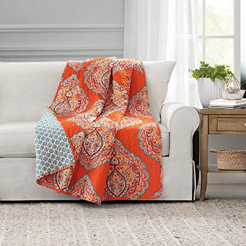 Lush Decor Tangerine Harley Polyester Reversible Throw Blanket, 60" x 50"