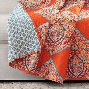 Lush Decor Tangerine Harley Polyester Reversible Throw Blanket, 60" x 50"