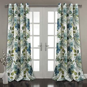 lush decor floral paisley window curtain panel (set of 2), 84 in x 52 pair, blue