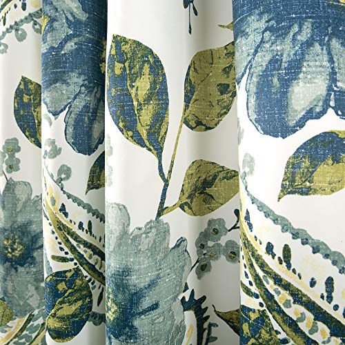 Lush Decor Floral Paisley Window Curtain Panel (Set of 2), 84 in x 52 Pair, Blue