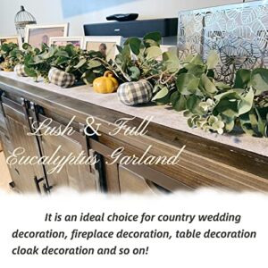 Eucalyptus Garland 6.56 Ft Lush Silver Dollar Eucalyptus Leaves Boxwood Artificial Faux Greenery Garland Vines for Baby Shower Wedding Party Table Runner Room Home Mantle Decor