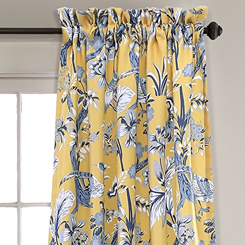 Lush Decor Curtains Dolores Darkening Window Panel Set for Living, Dining Room, Bedroom (Pair), 84 in x 52 in, Yellow, 2 Count