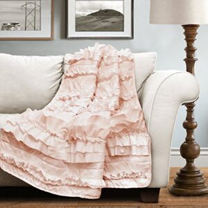 lush decor lush décor belle throw, 60 inch x 50 inch, pink blush, 60″ x 50″