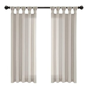 Lush Decor Burlap Knotted Tab Top Window Curtain Panel Pair, 63" Long x 45" Wide, Light Linen