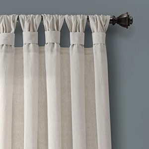 Lush Decor Burlap Knotted Tab Top Window Curtain Panel Pair, 63" Long x 45" Wide, Light Linen