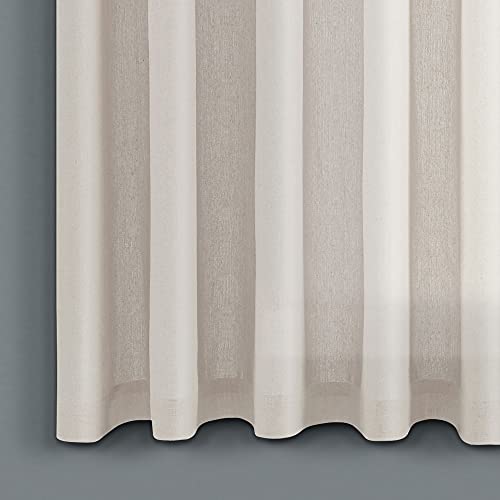 Lush Decor Burlap Knotted Tab Top Window Curtain Panel Pair, 63" Long x 45" Wide, Light Linen