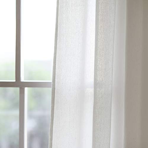 Lush Decor Burlap Knotted Tab Top Window Curtain Panel Pair, 63" Long x 45" Wide, Light Linen