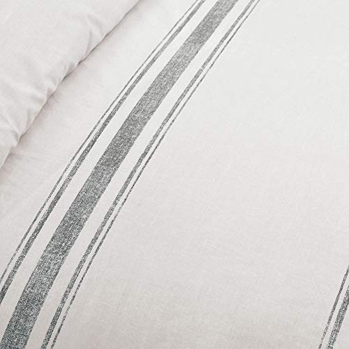 Lush Decor Farmhouse Stripe 3 Piece Duvet Cover Set, King, Gray