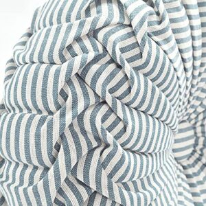 Lush Decor Farmhouse Ticking Stripe Yarn Dyed Pleated Decorative Pillow, 14" Round, Blue