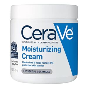 cerave moisturizing cream | body and face moisturizer for dry skin | body cream with hyaluronic acid and ceramides | normal | fragrance free | 19 oz | packages may vary