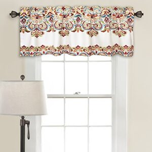 lush decor clara valance paisley damask print bohemian style single curtain, 52″w x 18″l, turquiose & tangerine