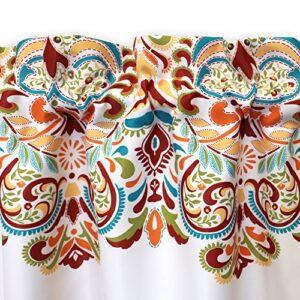 Lush Decor Clara Valance Paisley Damask Print Bohemian Style Single Curtain, 52"W x 18"L, Turquiose & Tangerine