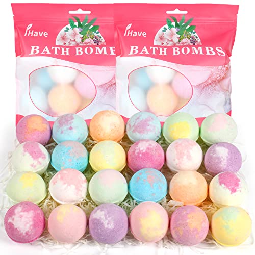 iHave Bath Bombs for Women, 24 Small Lush Bath Bomb Bubble Bath Set Spa Gifts for Women, Natural Handmade Bath Bombs Rich in Essential Oils, Romantic Gifts for Her, Multicolor, Small (Pack of 24)