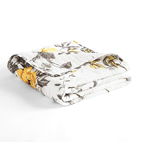 Lush Decor, Yellow and Gray Penrose Floral Throw Blanket, 60" x 50"