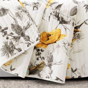 Lush Decor, Yellow and Gray Penrose Floral Throw Blanket, 60" x 50"