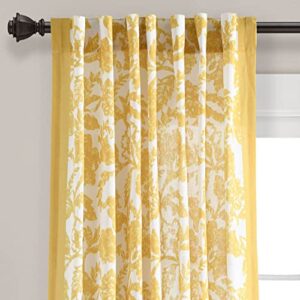 Lush Decor Emma Textured Jacobean Window Curtain Panel (Single Panel), 84" L x 52" W, Yellow