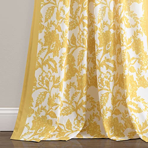 Lush Decor Emma Textured Jacobean Window Curtain Panel (Single Panel), 84" L x 52" W, Yellow