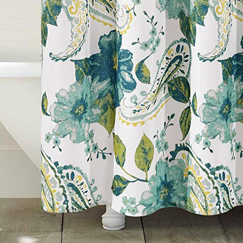 Lush Decor Floral Paisley Shower Curtain, 72" x 72", Blue