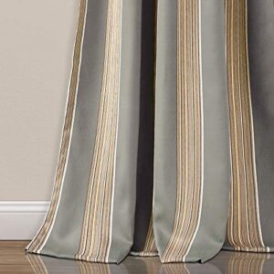 Lush Decor Julia Stripe Room Darkening Window Curtain Panel Pair, 108" Long x 52" Wide, Gray