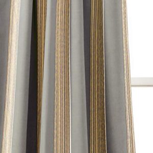 Lush Decor Julia Stripe Room Darkening Window Curtain Panel Pair, 108" Long x 52" Wide, Gray