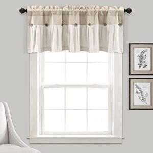 lush decor linen button farmhouse valance, 18″l x 84″w, linen