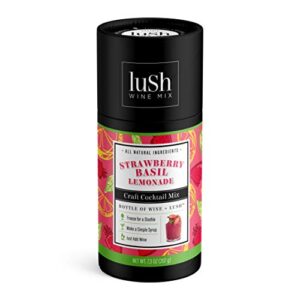 lush wine mix – organic mix for wine slushies & simple syrup cocktails (strawberry basil lemonade, 1-pack)