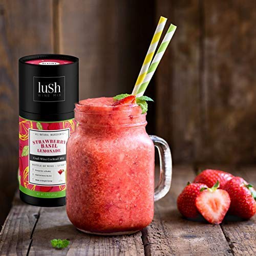 Lush Wine Mix - Organic Mix for Wine Slushies & Simple Syrup Cocktails (Strawberry Basil Lemonade, 1-Pack)