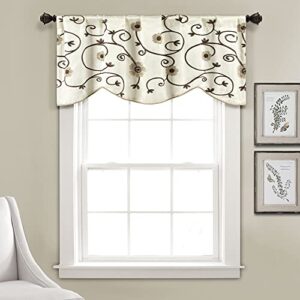 lush decor royal garden window curtain valance, 18″ x 42″, neutral